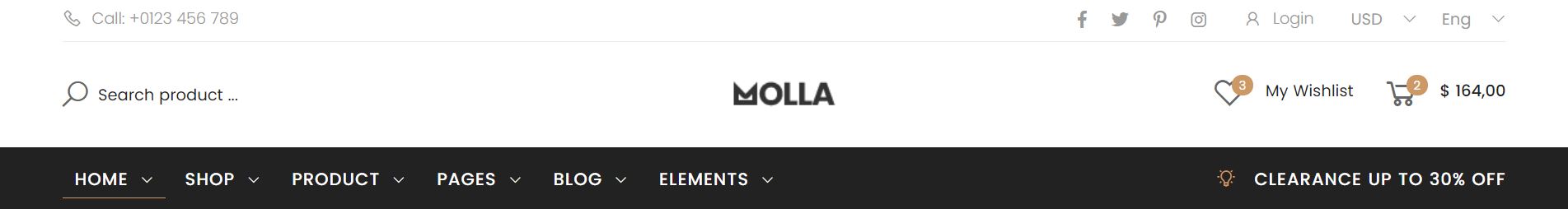 Header Presets – Molla WordPress Documentation