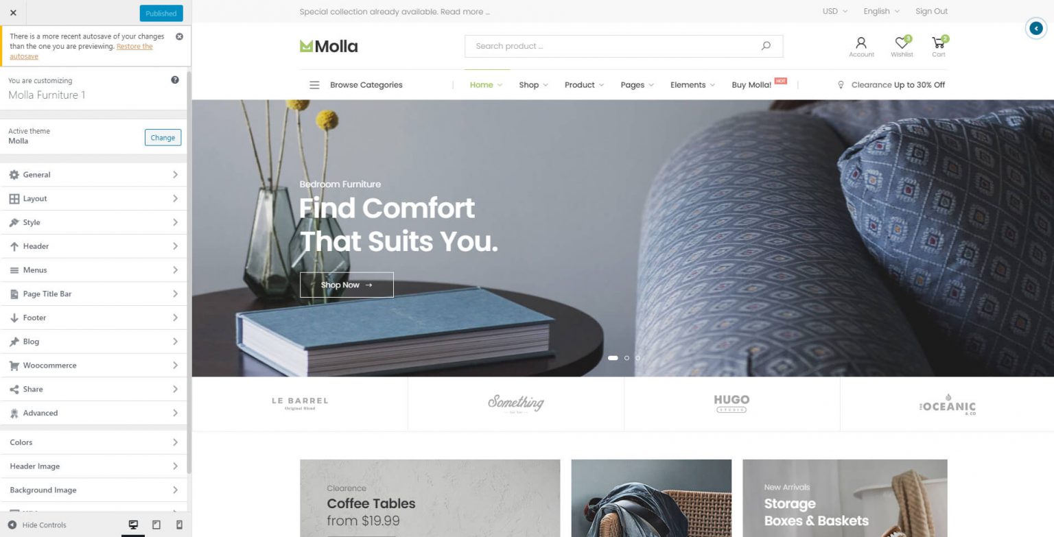 Customizer Options – Molla WordPress Documentation