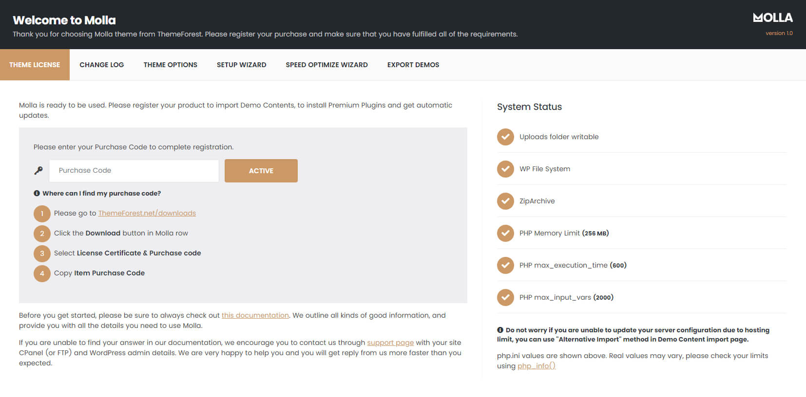 Theme Installation – Molla WordPress Documentation
