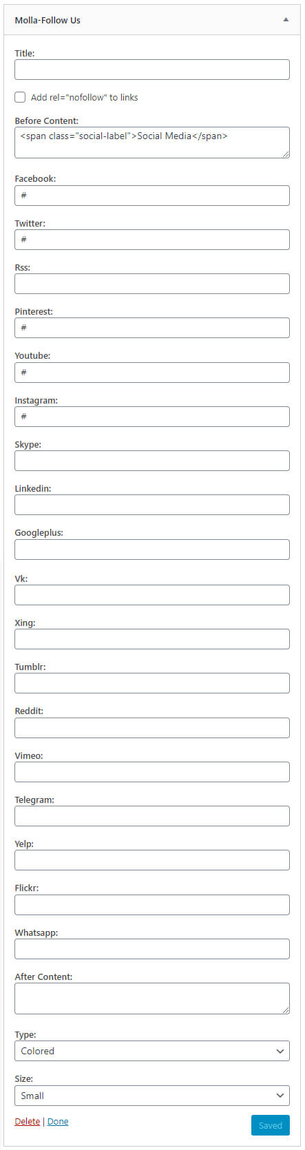 Widgets – Molla WordPress Documentation