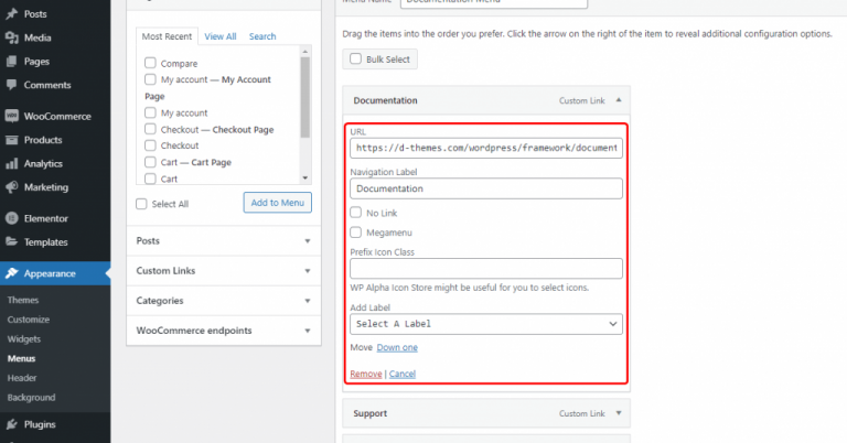 Menu Settings – Documentation
